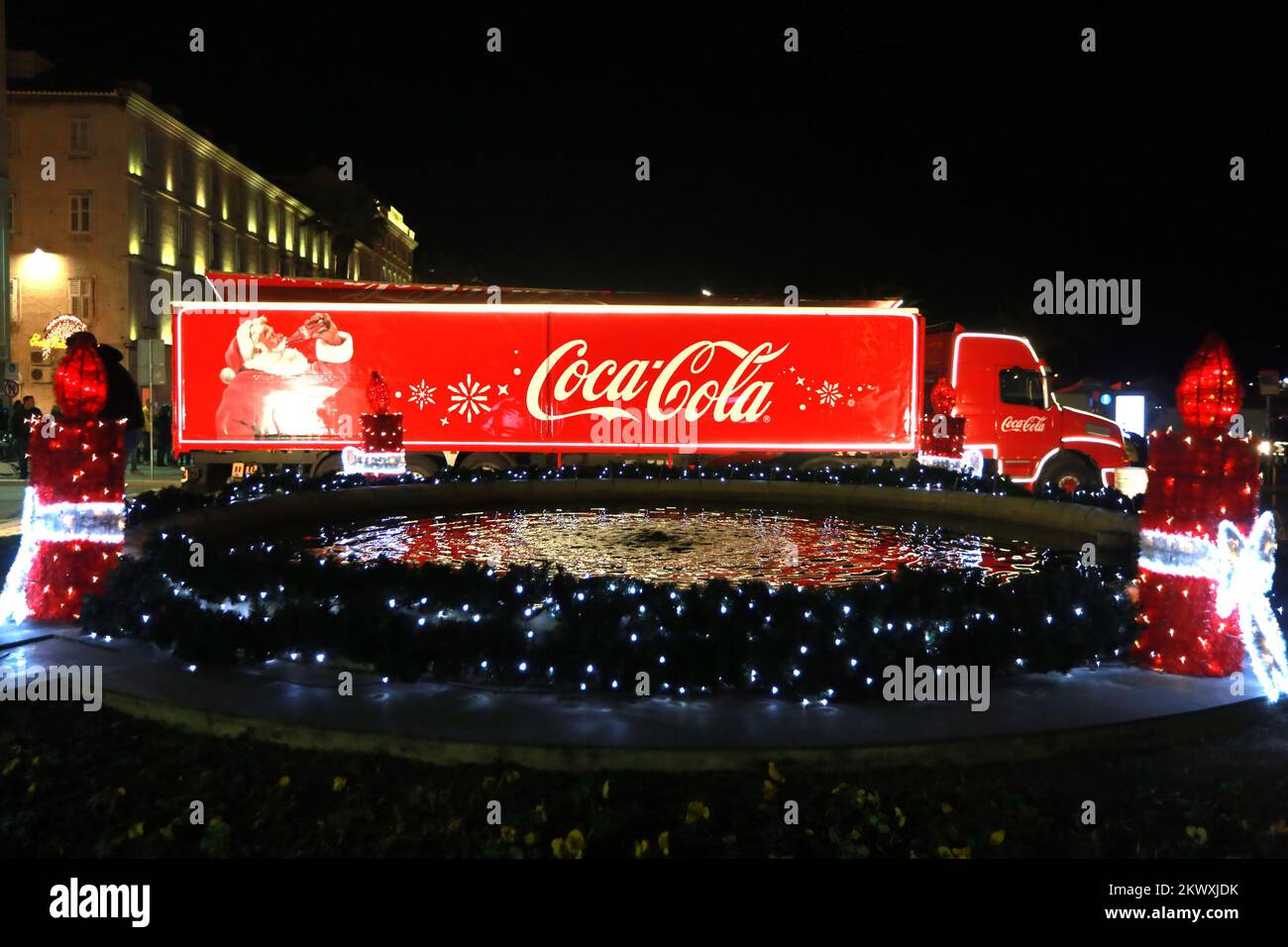 Coca Cola truck visited Split during holidays Stock Photo - Alamy