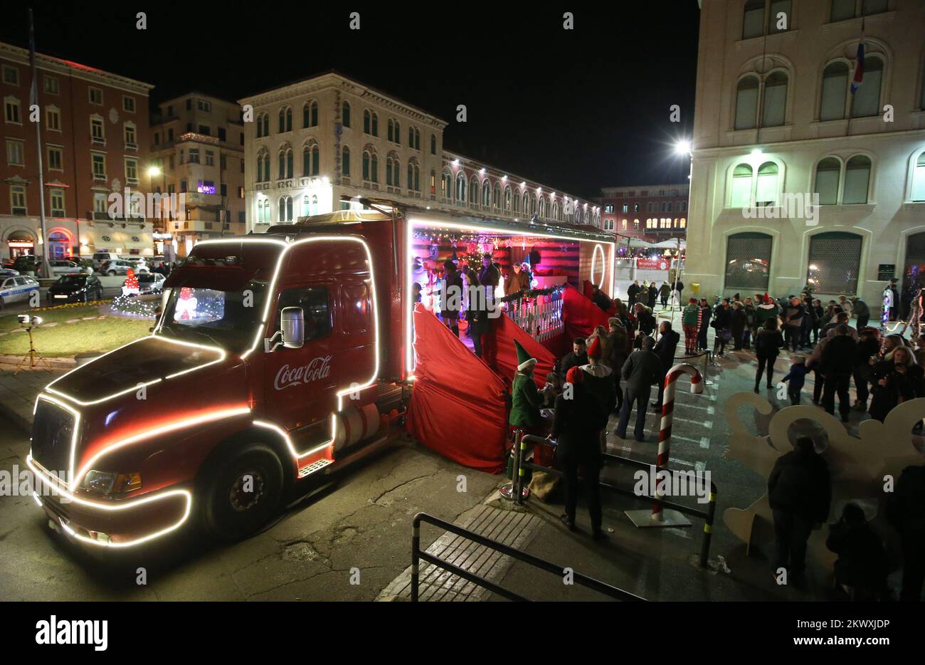 Coca Cola truck visited Split during holidays Stock Photo - Alamy