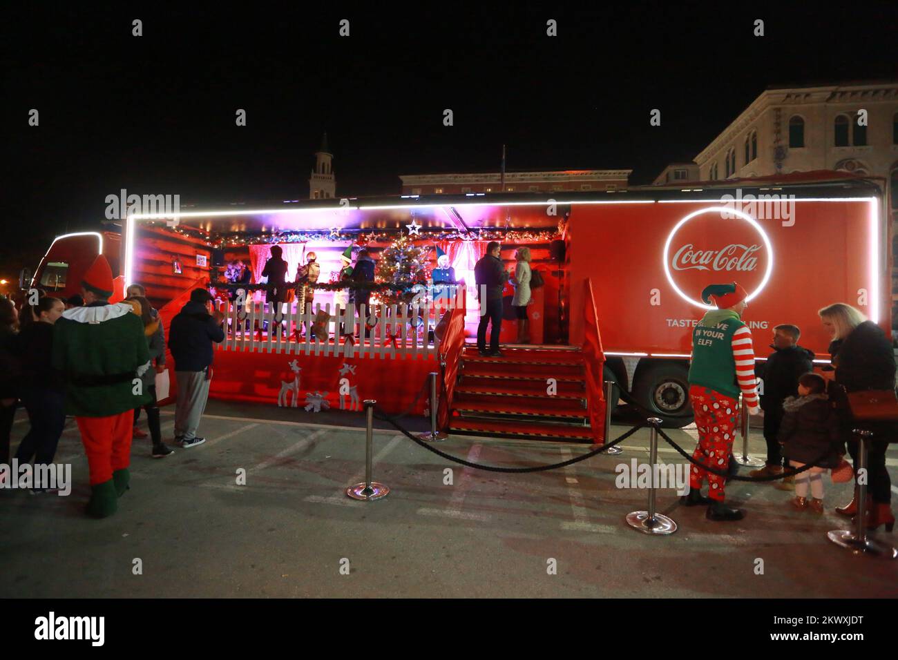 Coca Cola truck visited Split during holidays Stock Photo - Alamy