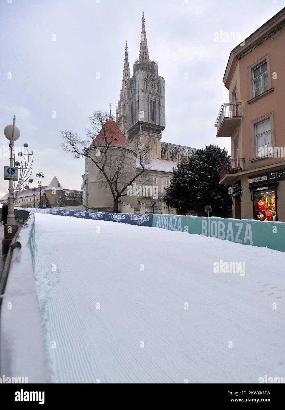 03.01.2017., Zagreb, Croatia - Ski slopes in the city center is ...