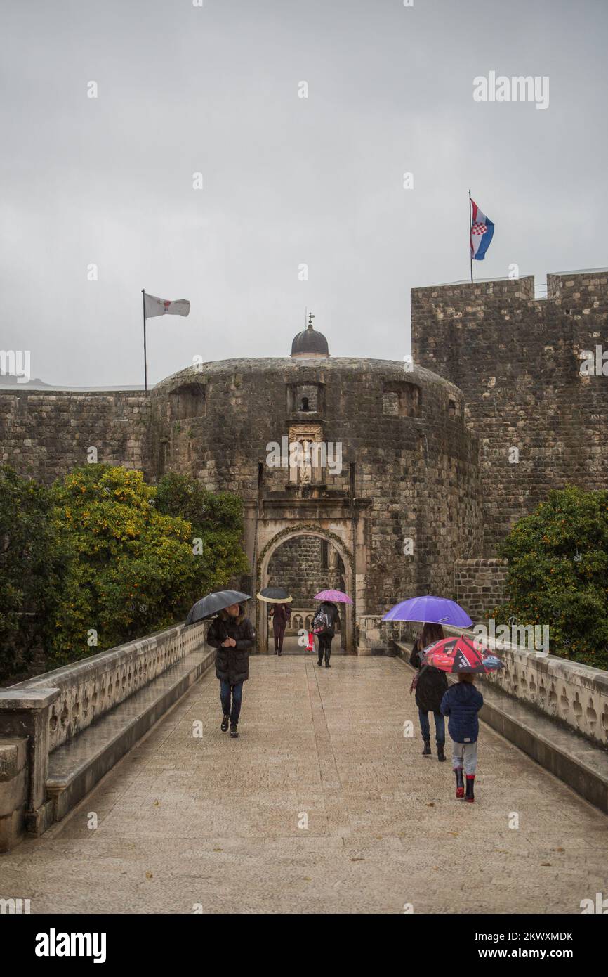 03.01.2017., Croatia, Dubrovnik - Continuous and heavy rain emptied ...