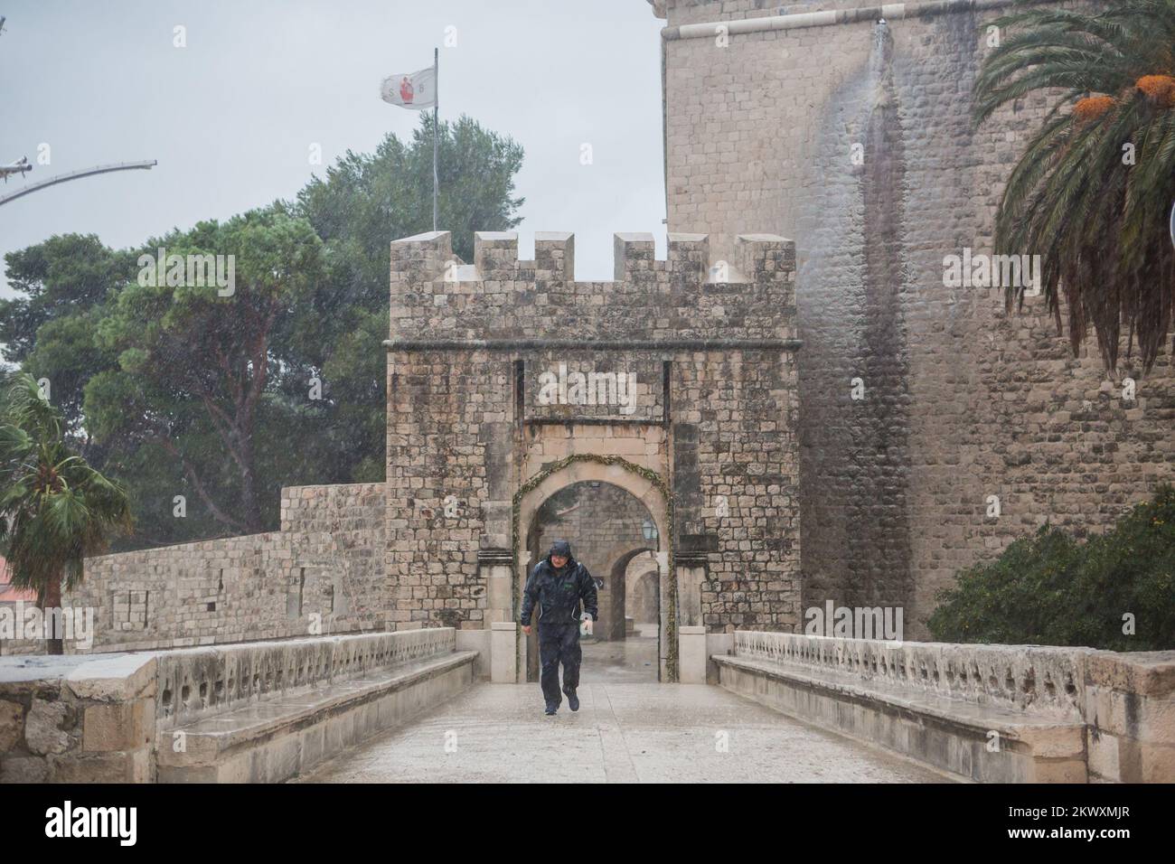 03.01.2017., Croatia, Dubrovnik - Continuous and heavy rain emptied ...