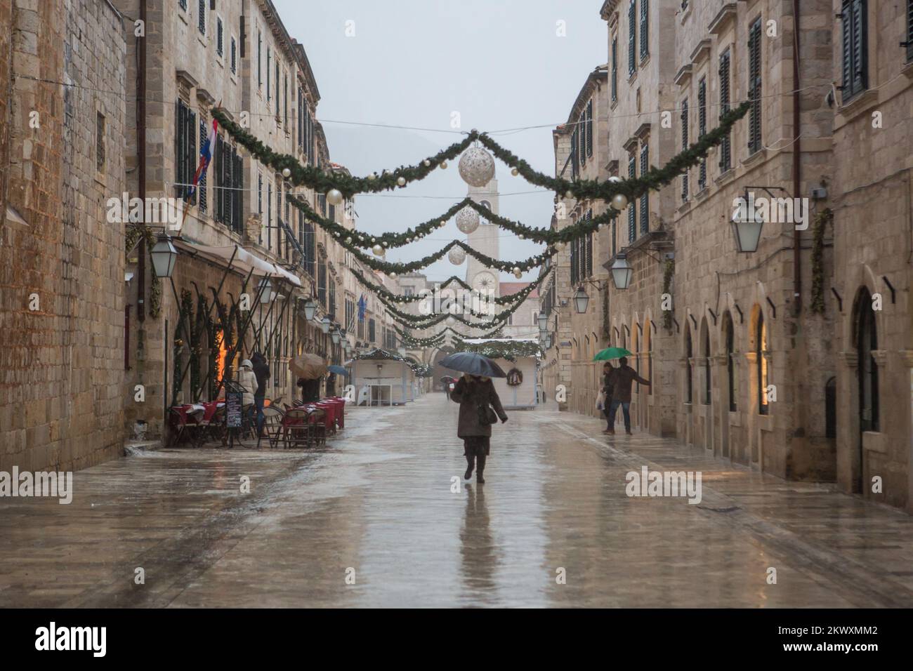 03.01.2017., Croatia, Dubrovnik - Continuous and heavy rain emptied ...