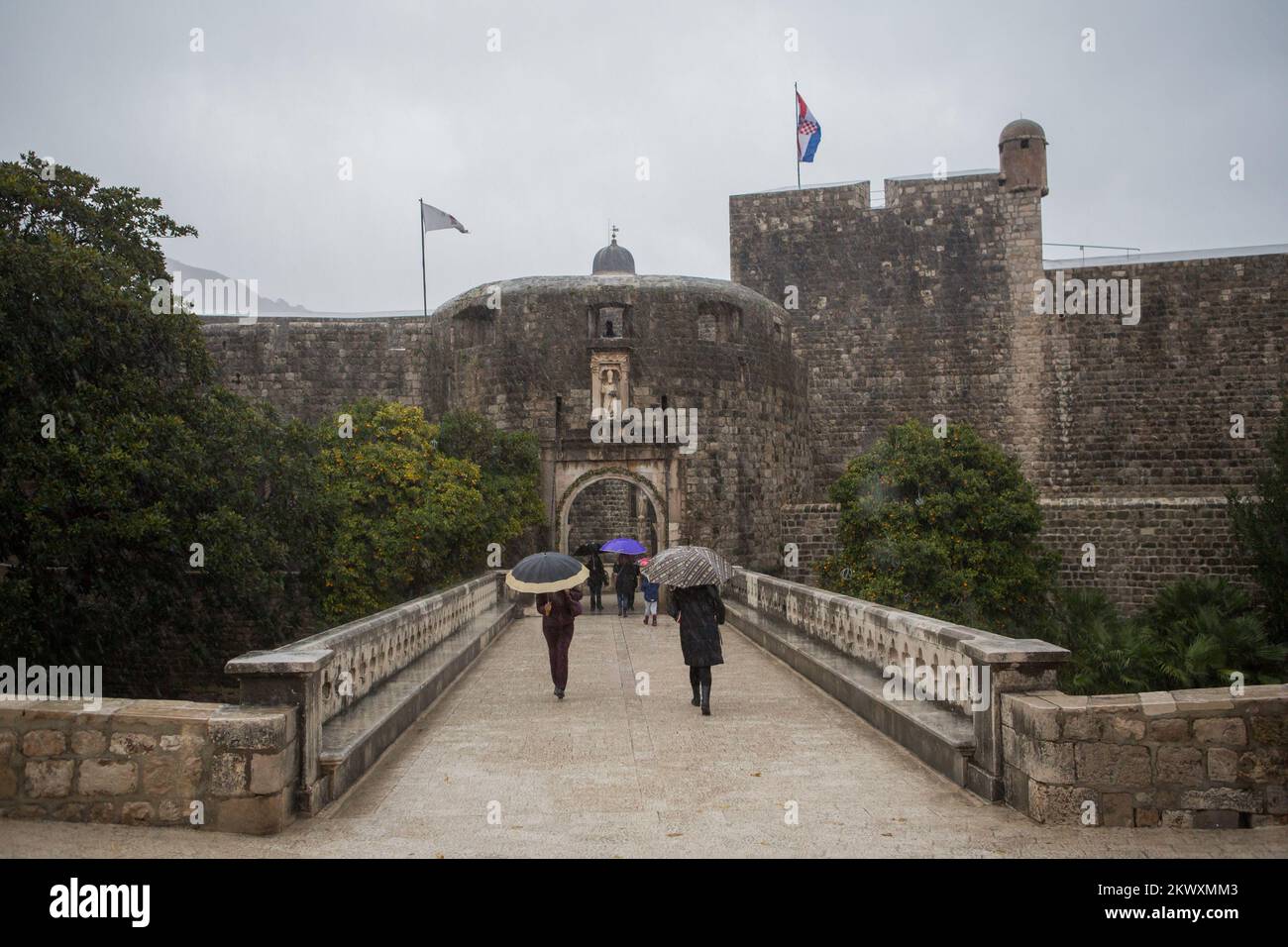 03.01.2017., Croatia, Dubrovnik - Continuous and heavy rain emptied ...