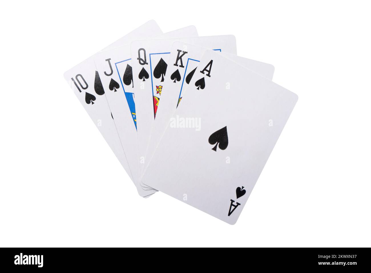 Playing cards isolated on white background. Hand of playing spades ...