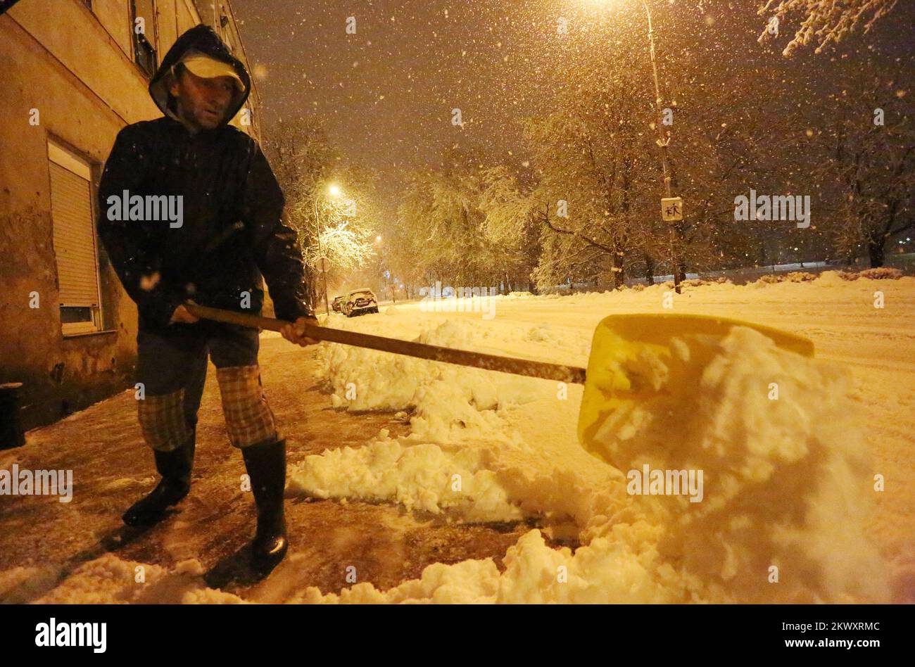 Heavy snow covered the streets with 10 centimeters of snow. Photo ...