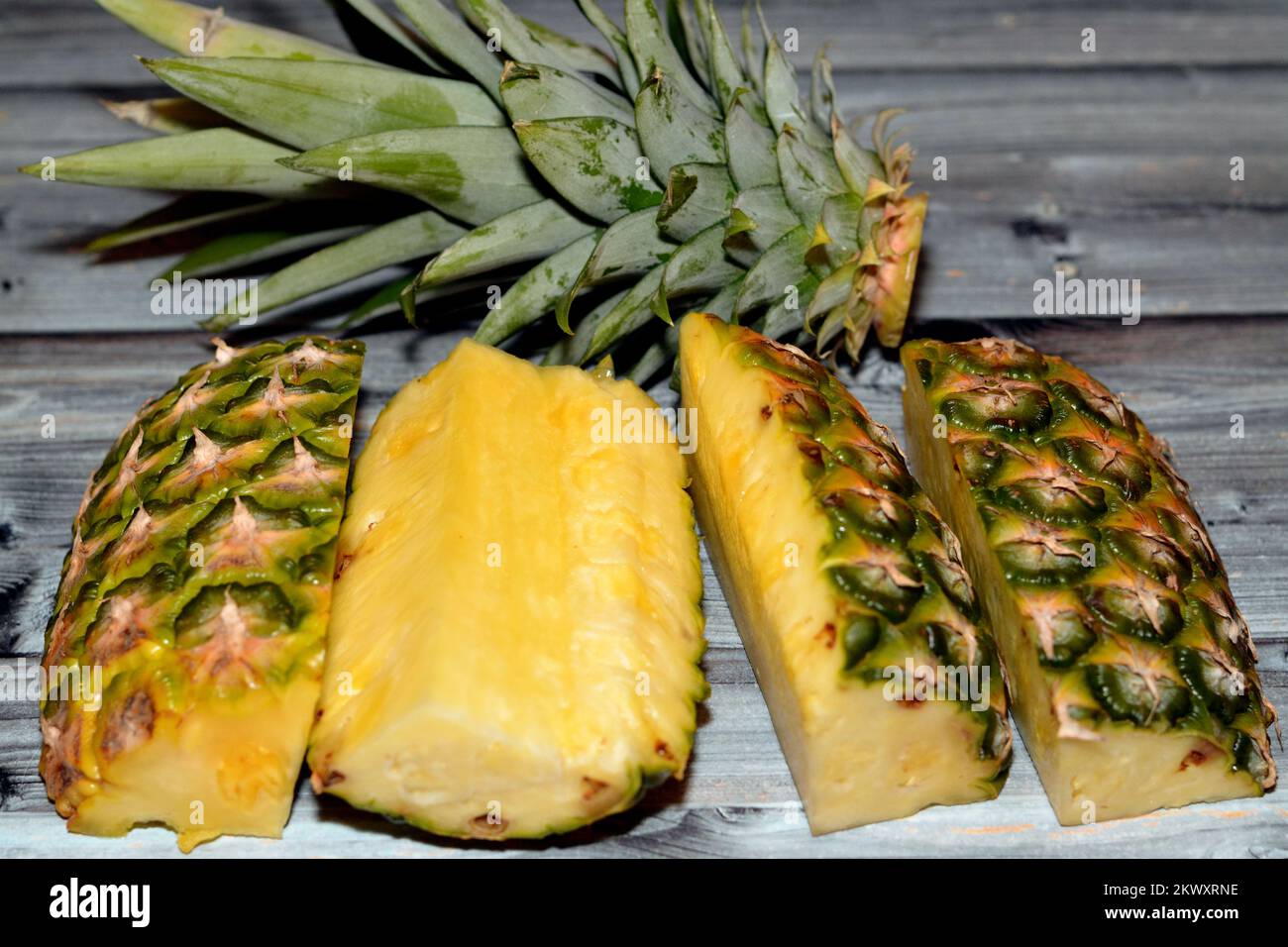 The Pineapple (Ananas comosus), a tropical plant with an edible fruit ...