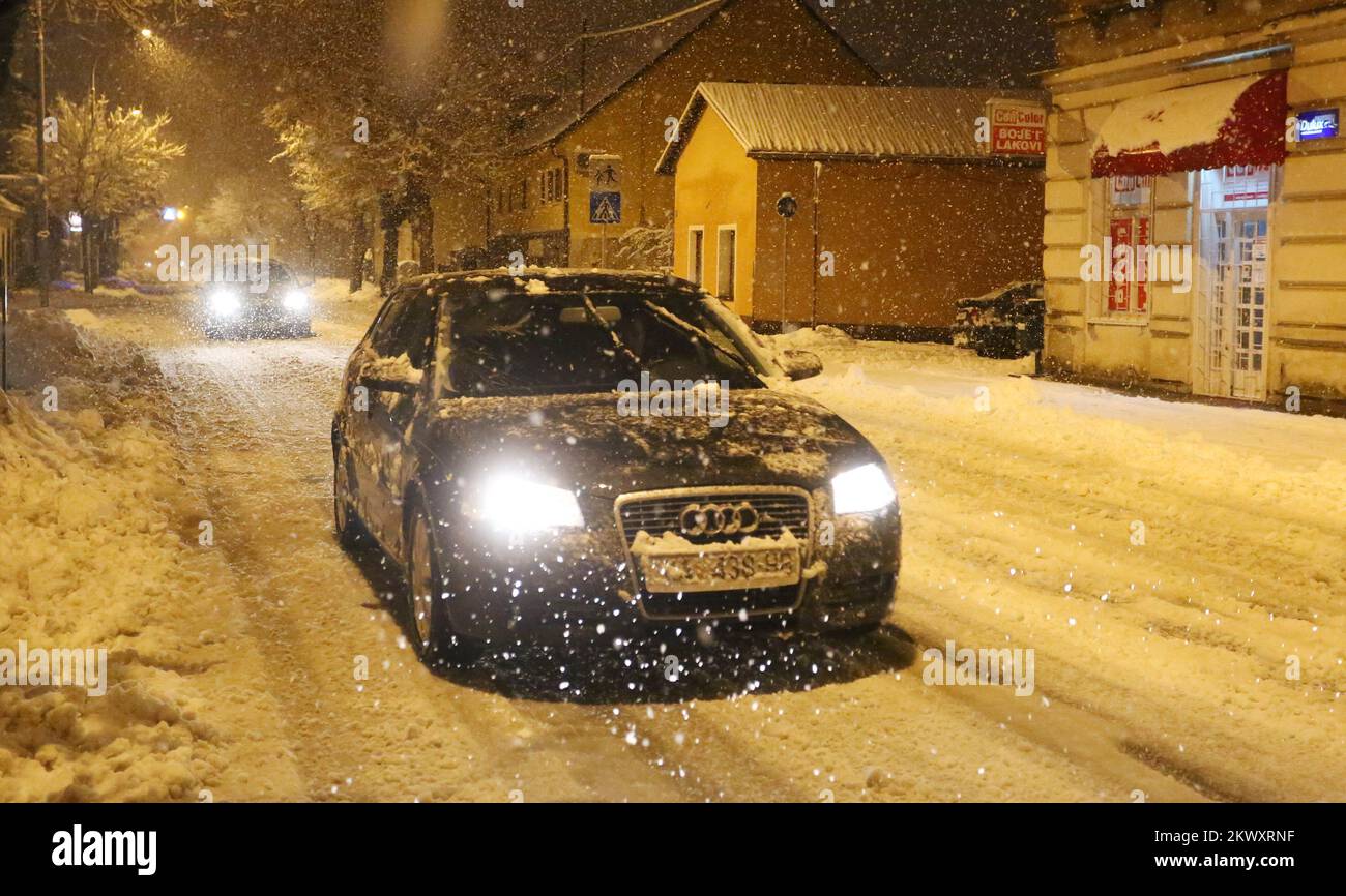 Heavy snow covered the streets with 10 centimeters of snow. Photo ...