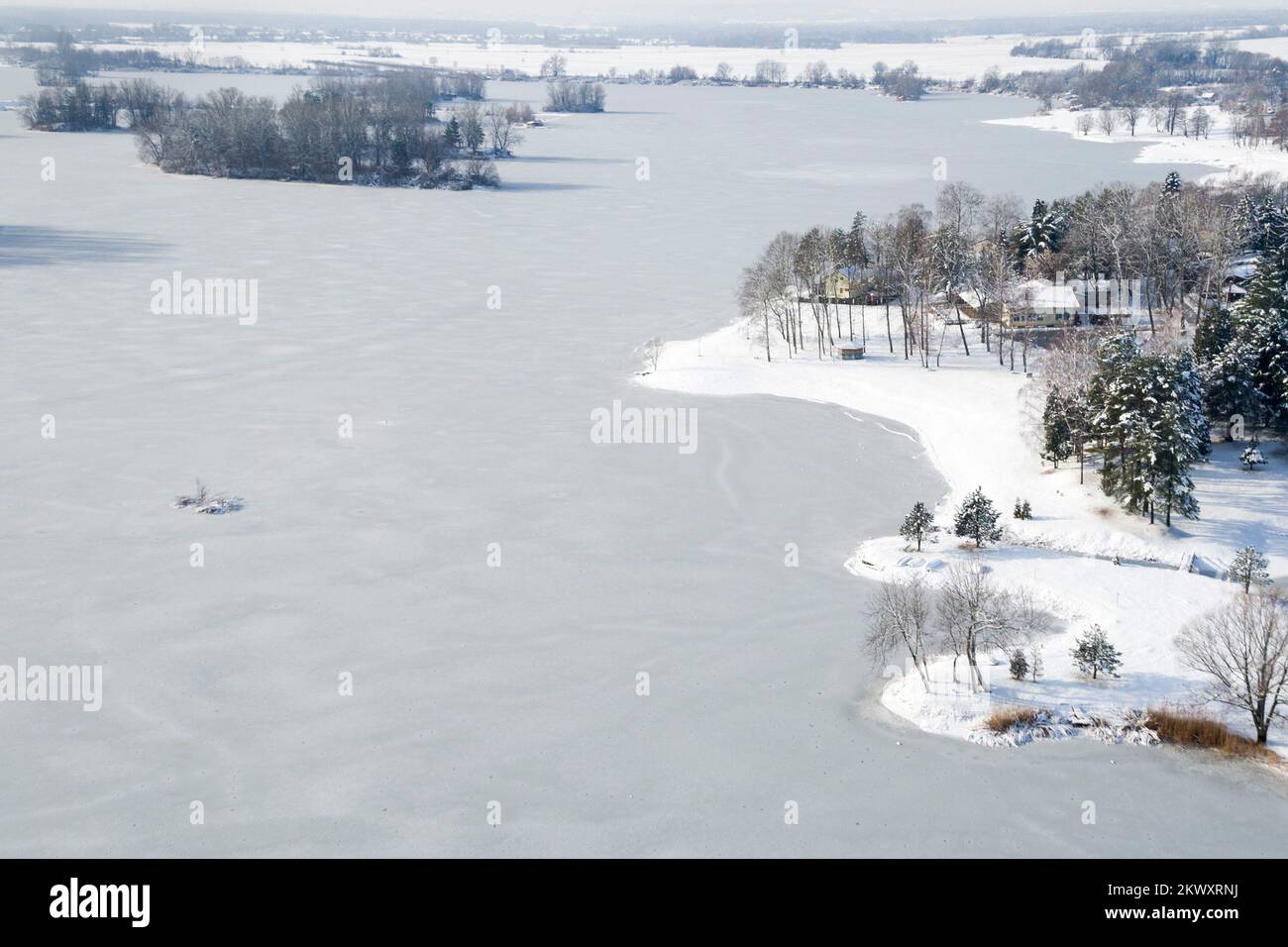 Aerial photographs of the frozen lake Soderica near Koprivnica. Photo ...
