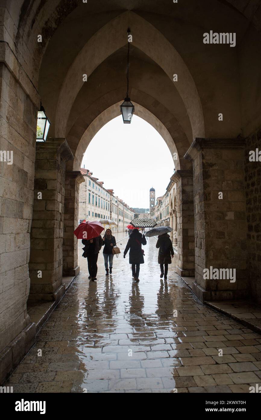 17.01.2017., Dubrovnik - Rain and bad weather in Old Town of Dubrovnik ...