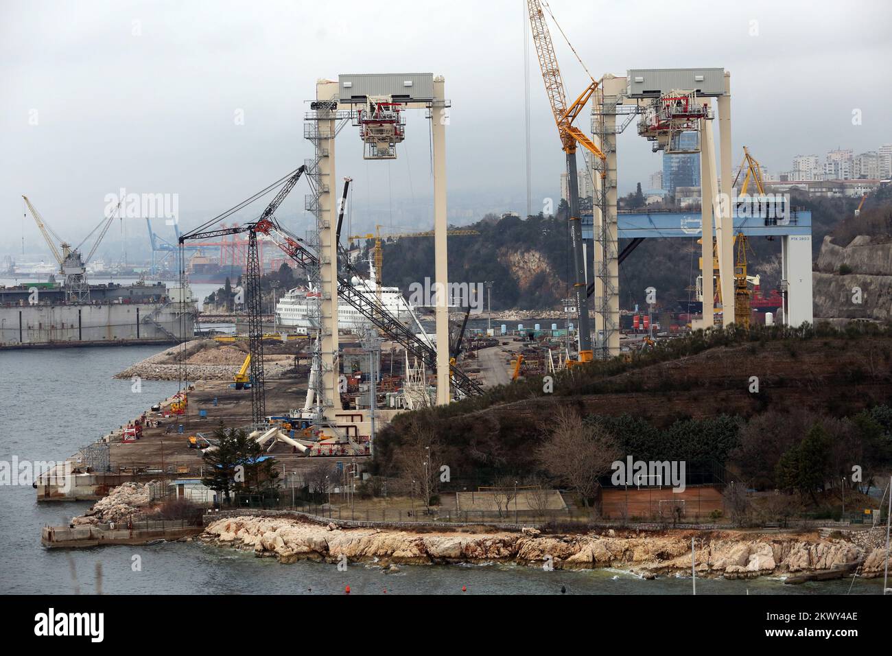 23.02.2017., Croatia, Rijeka - The shipyard Viktor Lenac setting up ...