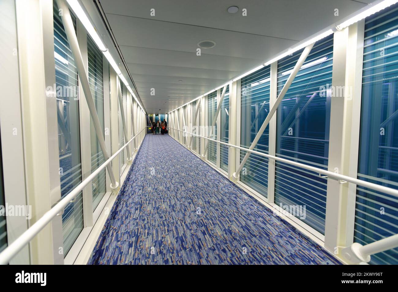 DUBAI, UAE - OCT 17: boarding bridge interior on October 17, 2014 in ...