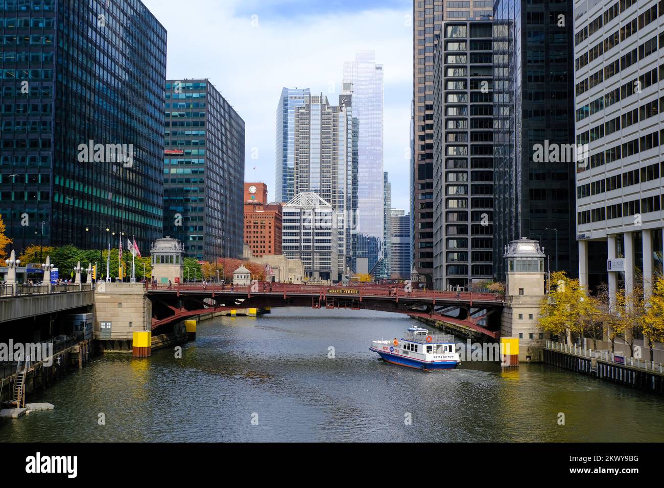 Chicago River is flowing through the city of Chicago, Illinois, USA ...