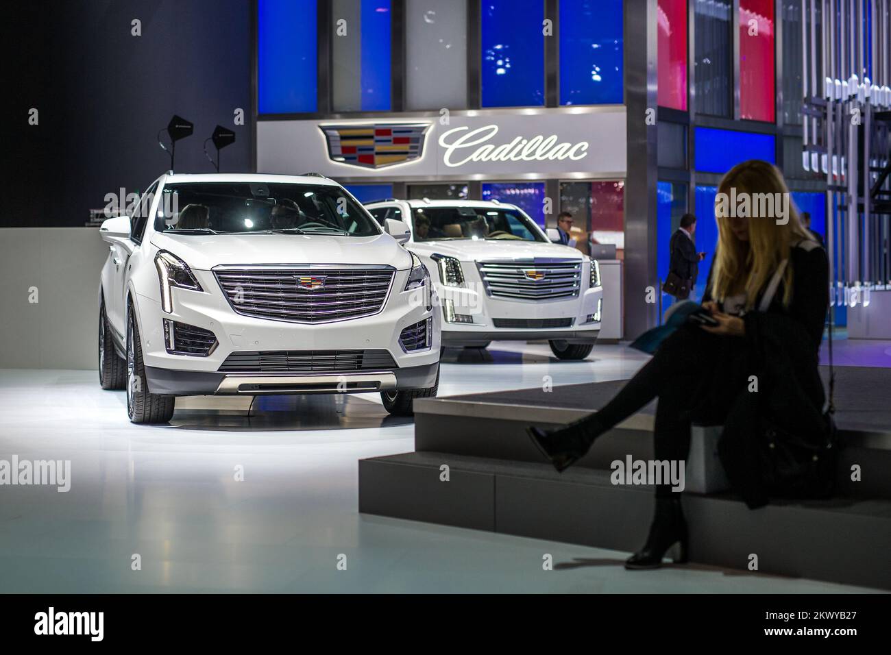 Cadillac displaying their newest models at the Motor Show in Geneva ...