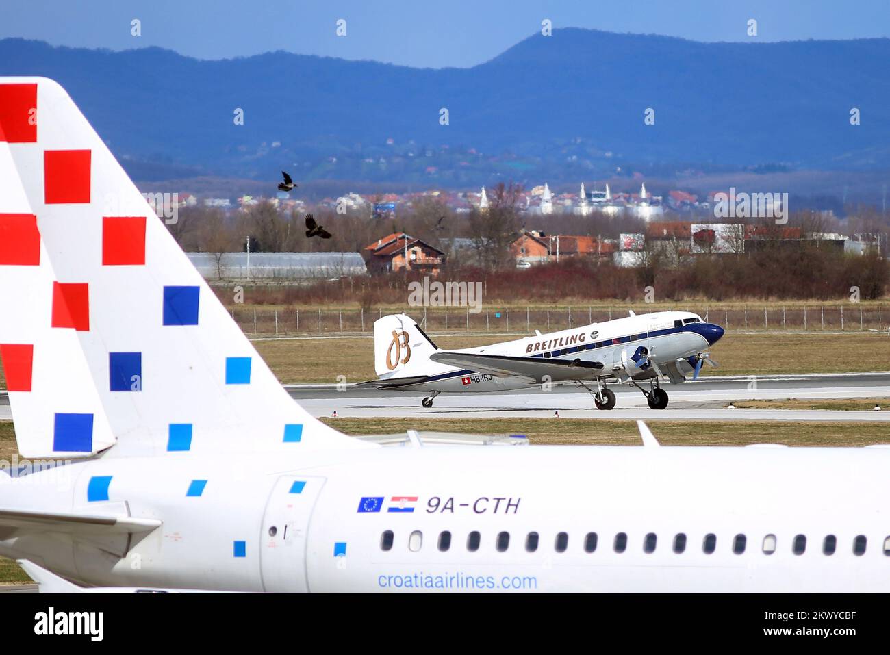 10.03.2017., Croatia, Zagreb - The iconic aircraft Breitling Douglas DC-3 landed at the ...