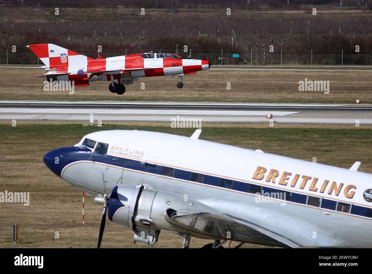 10.03.2017., Croatia, Zagreb - The iconic aircraft Breitling Douglas DC-3 landed at the ...