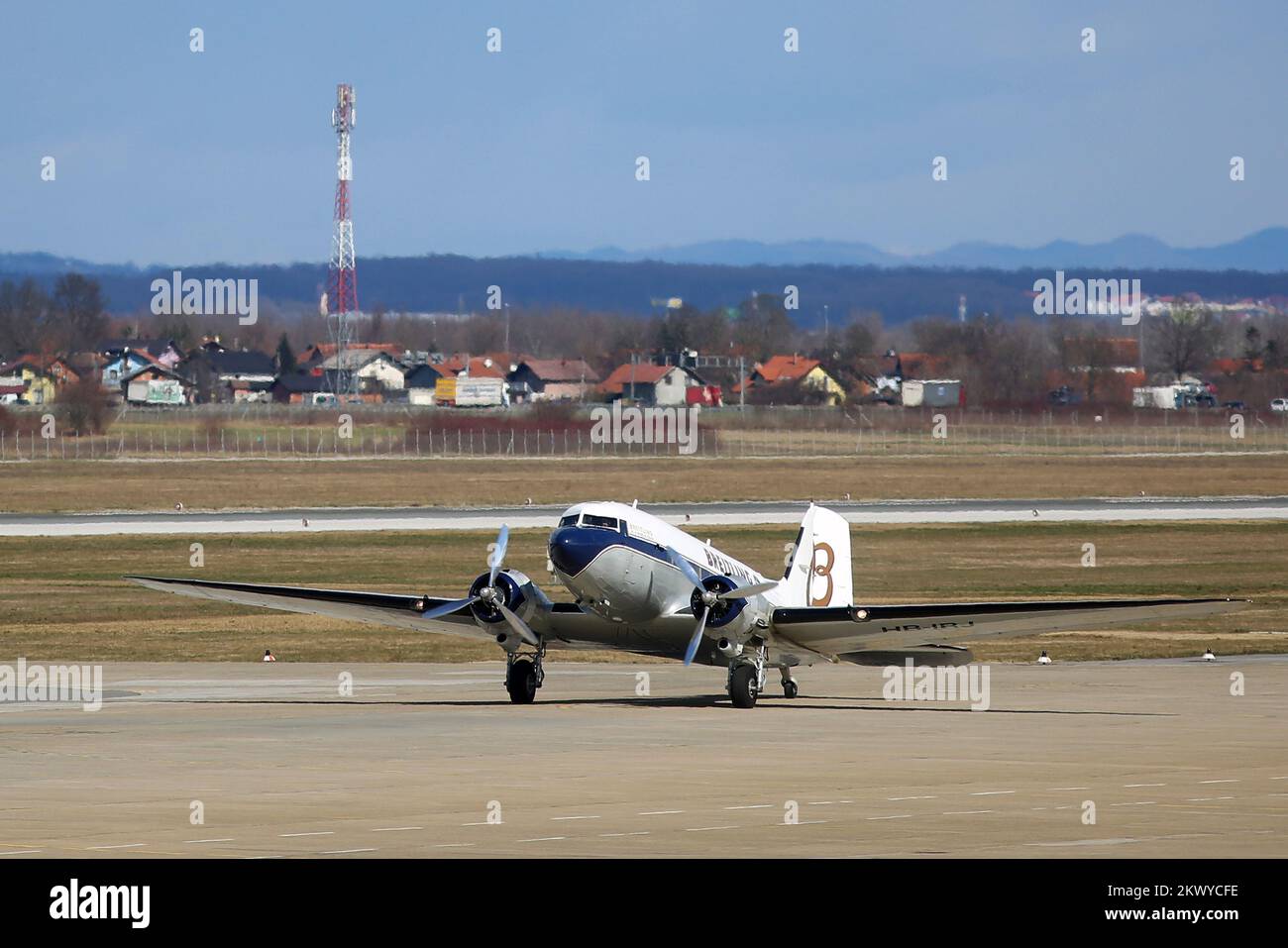 10.03.2017., Croatia, Zagreb - The iconic aircraft Breitling Douglas DC-3 landed at the ...