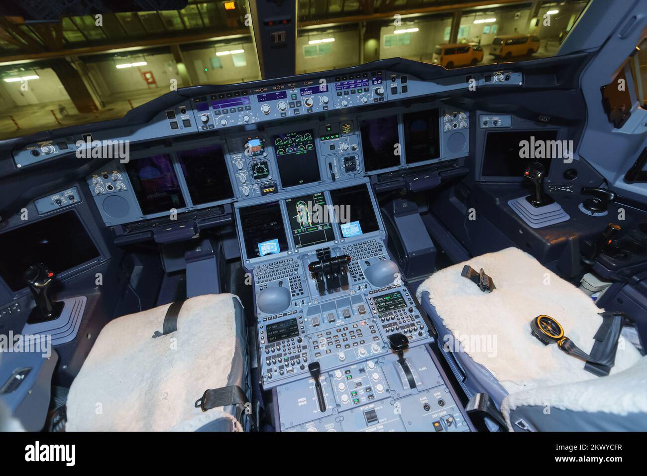 BANGKOK, THAILAND - NOV 07: Emirates Airbus A380 aircraft cockpit ...