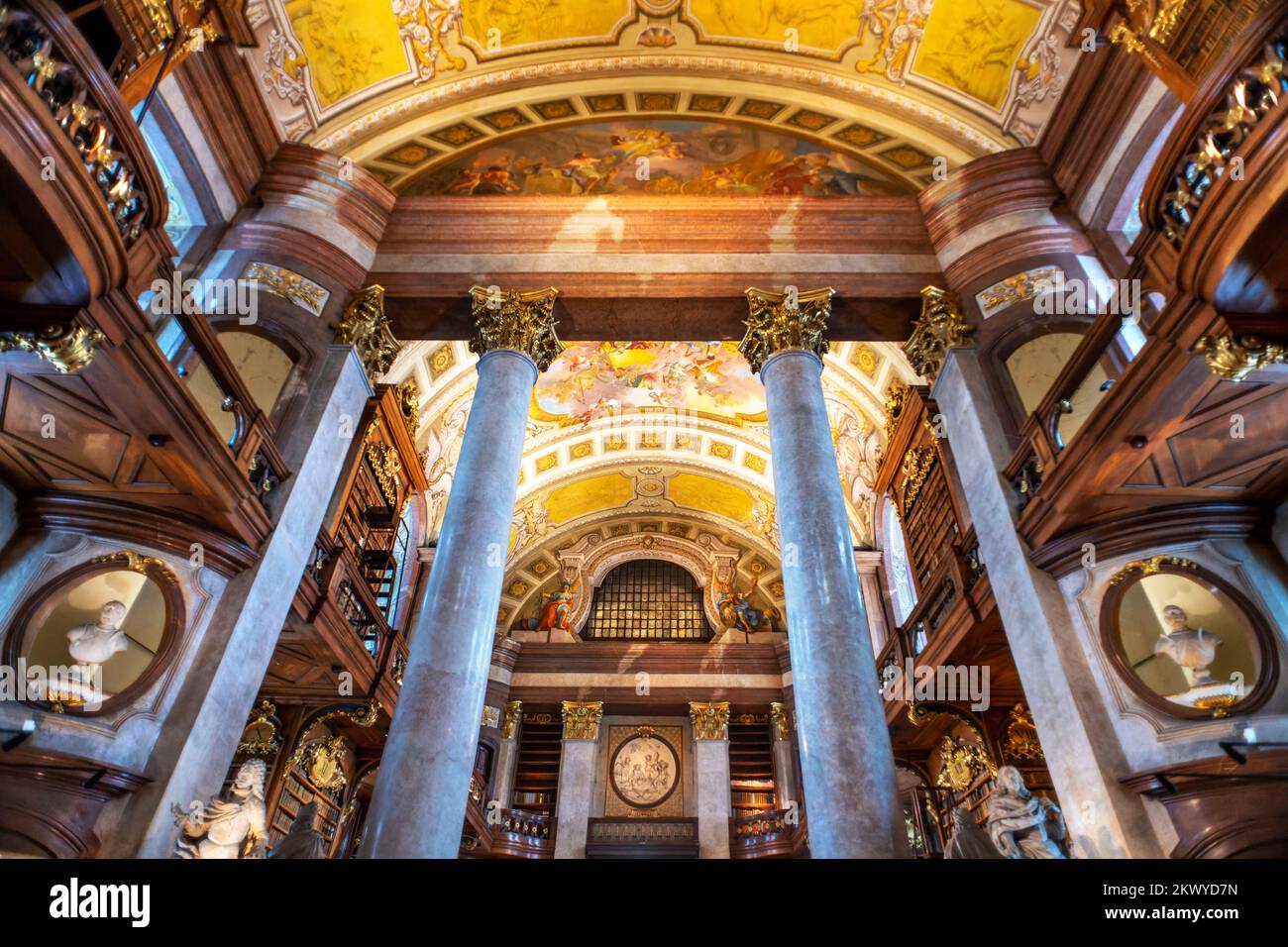 State Hall of the Prunksaal library or Austrian National Library ...