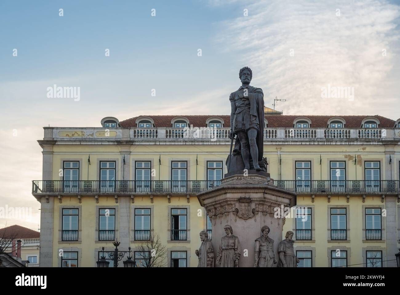 Camoes Monument at Praca Luis de Camoes Square - Lisbon, Portugal Stock ...