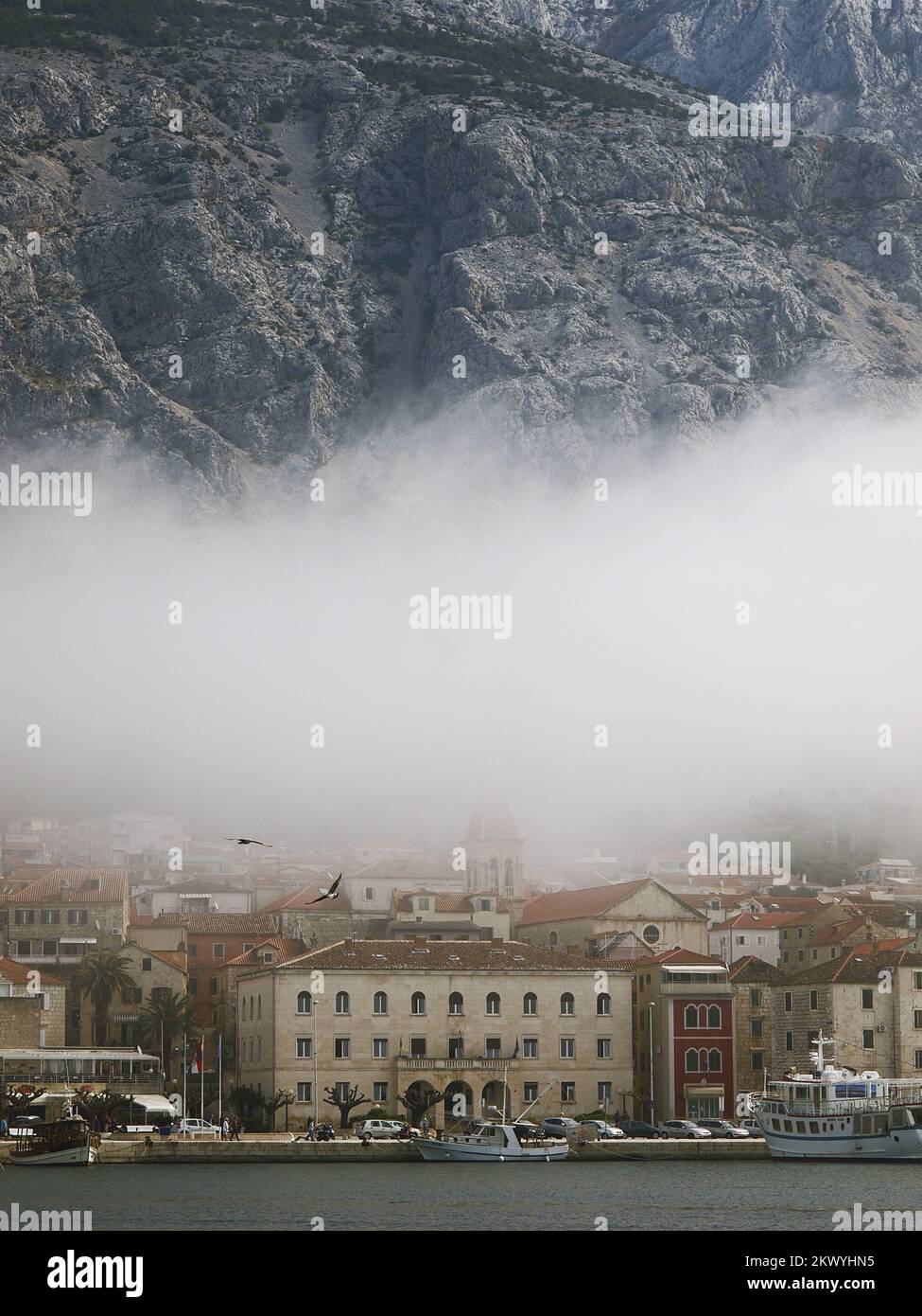 24.03.2017., Croatia, Makarska - Dense fog over the city. Photo: Toni ...
