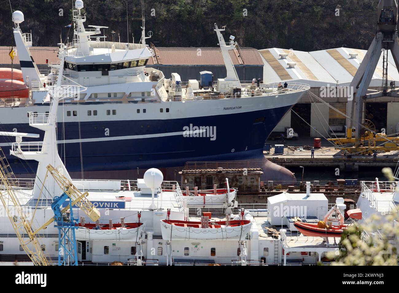 30.03.2017., Croatia, Rijeka - Shipyard Viktor Lenac and the ships ...