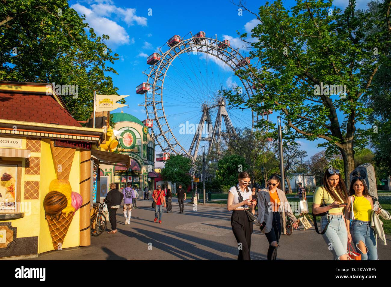Vienna Ferris Wheel, Prater, Vienna, Austria. The Giant Ferris Wheel in ...