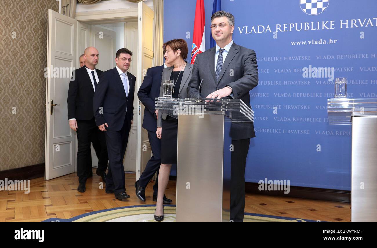 03.04.2017., Croatia, Zagreb - After meeting with suppliers of Agrokor ...