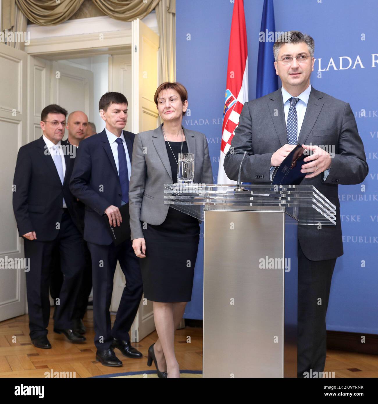 03.04.2017., Croatia, Zagreb - After meeting with suppliers of Agrokor ...