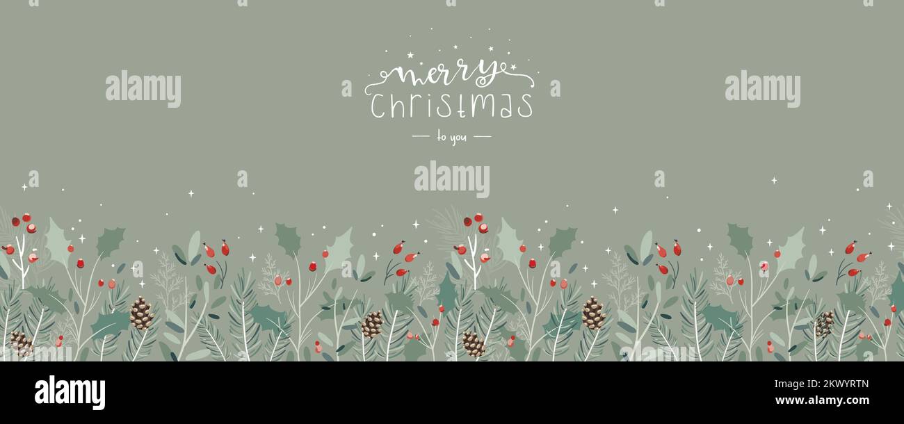 Lovely hand drawn winter branches christmas template, great for cards ...