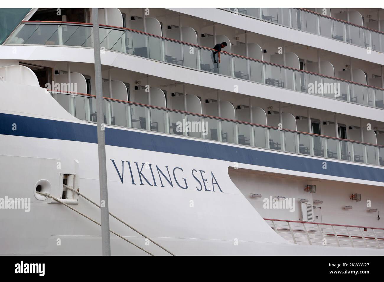 06.04.2017., Croatia, Split - At ferry port sailed cruiser Viking Sea ...