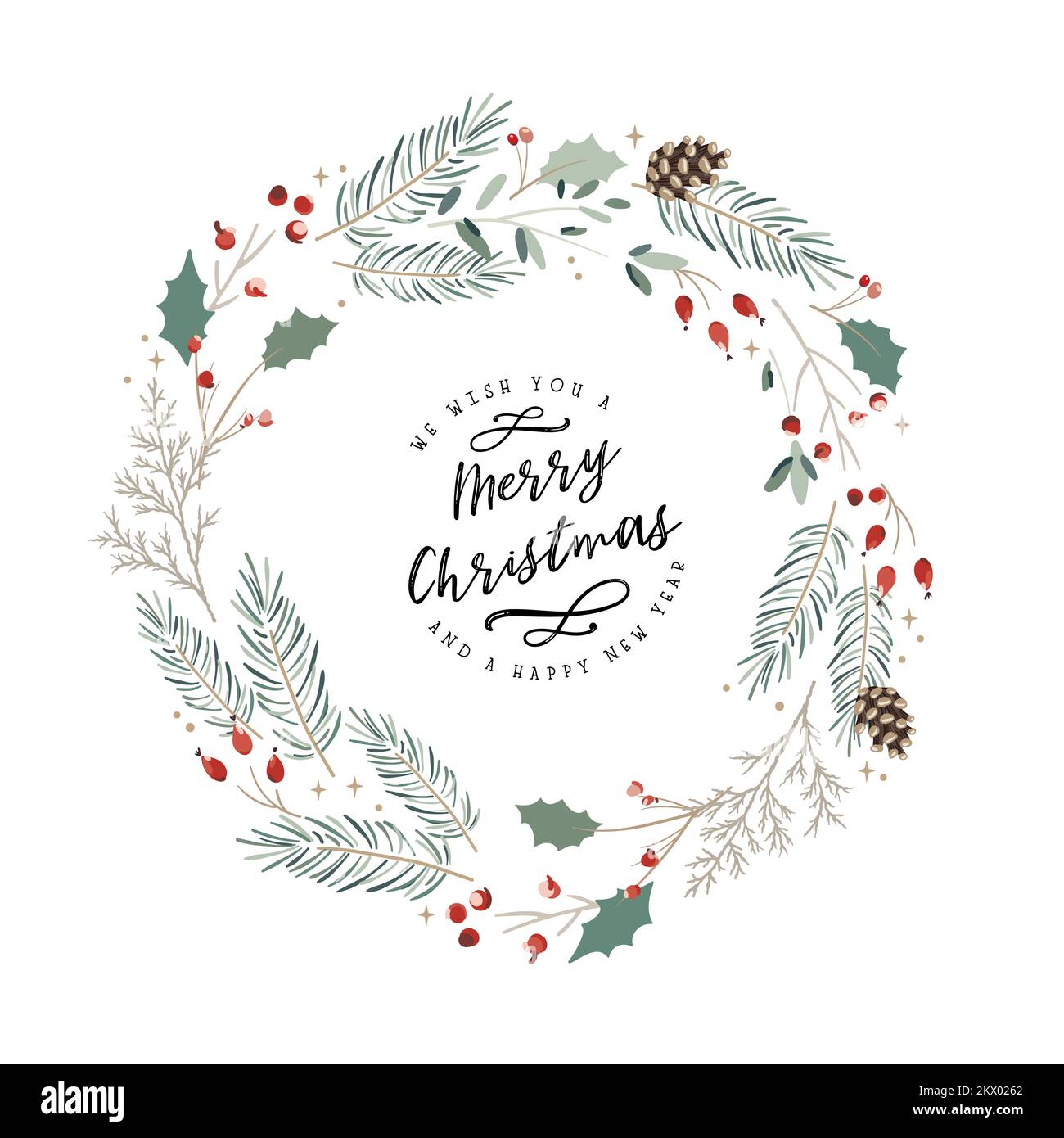 Lovely hand drawn winter branches christmas template, great for cards ...