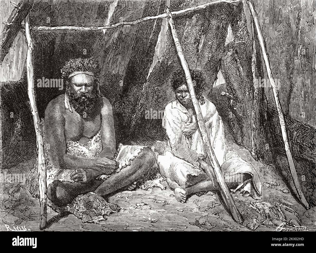 Indigenous Australian aborigines in 1850´s. Victoria, Australian states ...