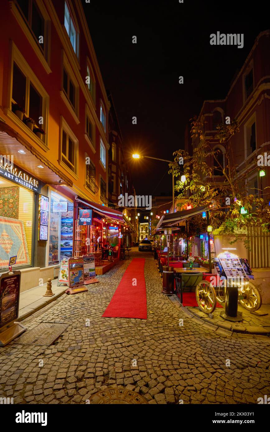 Istanbul - Turkey November 25 - 2022. night images of the streets of ...