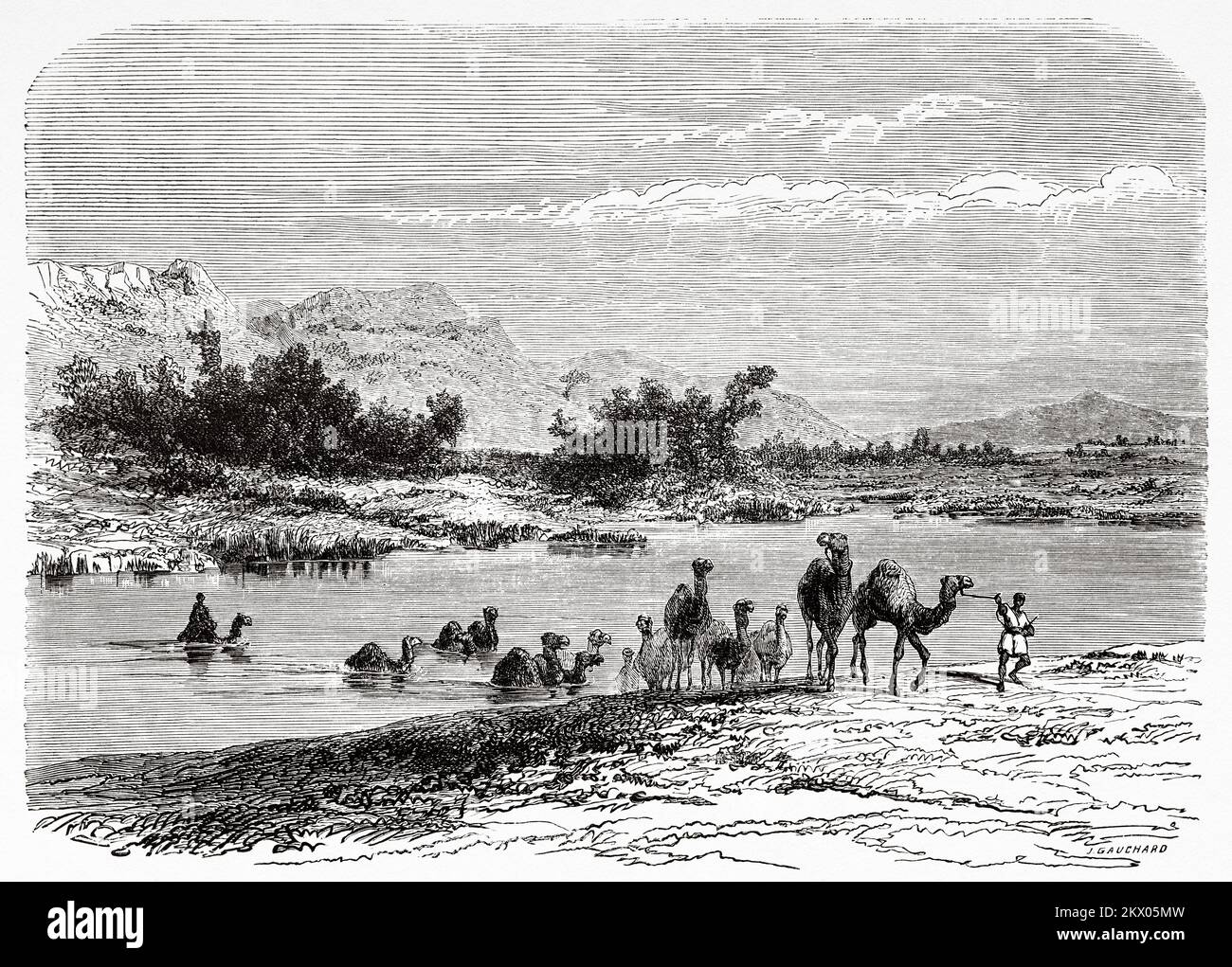 The Atbarah River or Black Nile, Sudan. Africa. Voyage of Guillaume ...