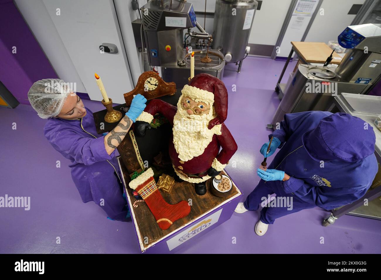 Cadbury World chocolatier Phoebe Snow (left) and Dawn Jenks add the ...