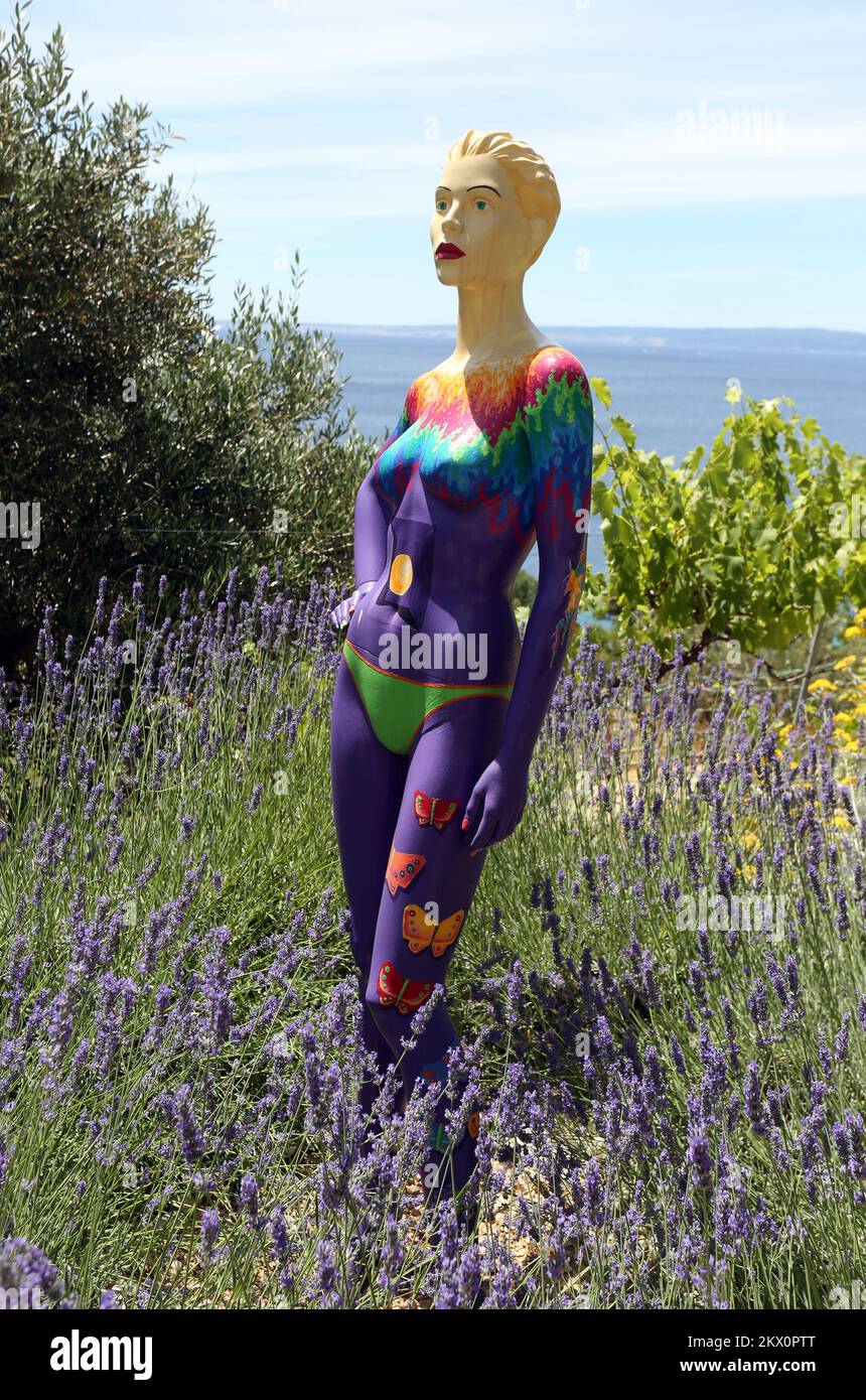 08.06.2017., Stara Baska, Croatia - Local artist on the island of Krk ...