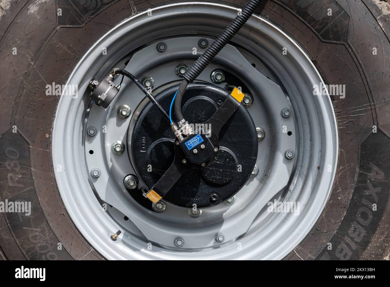 Self inflating tyres on modern farm tractor which help minimise soil ...