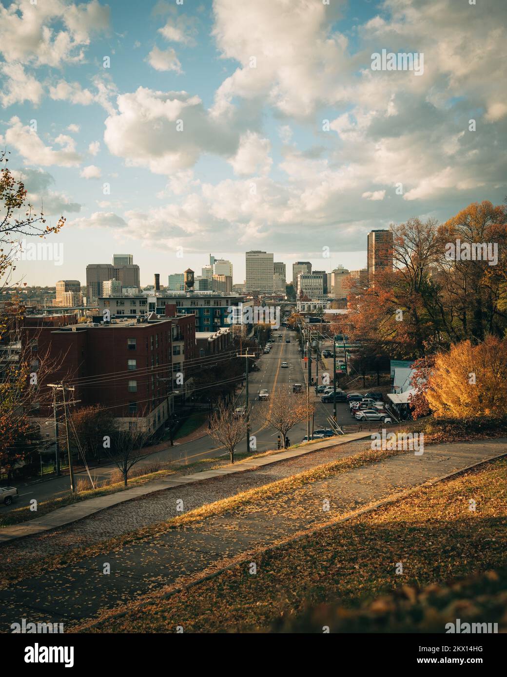 View of the Richmond skyline with autumn color from Libby Hill Park ...