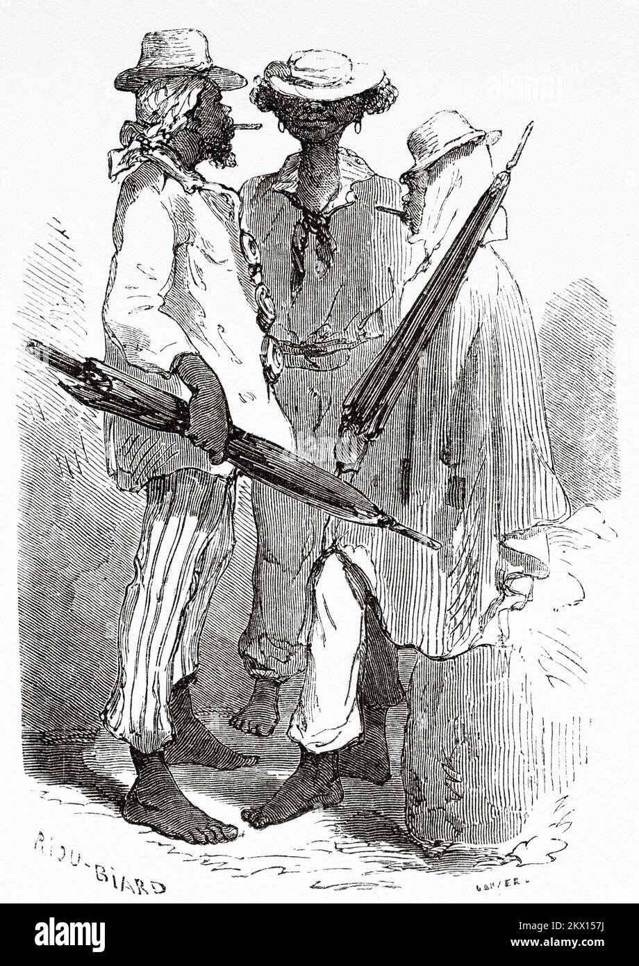 Black slaves in Rio de Janeiro, Brazil, South America. Journey of the ...