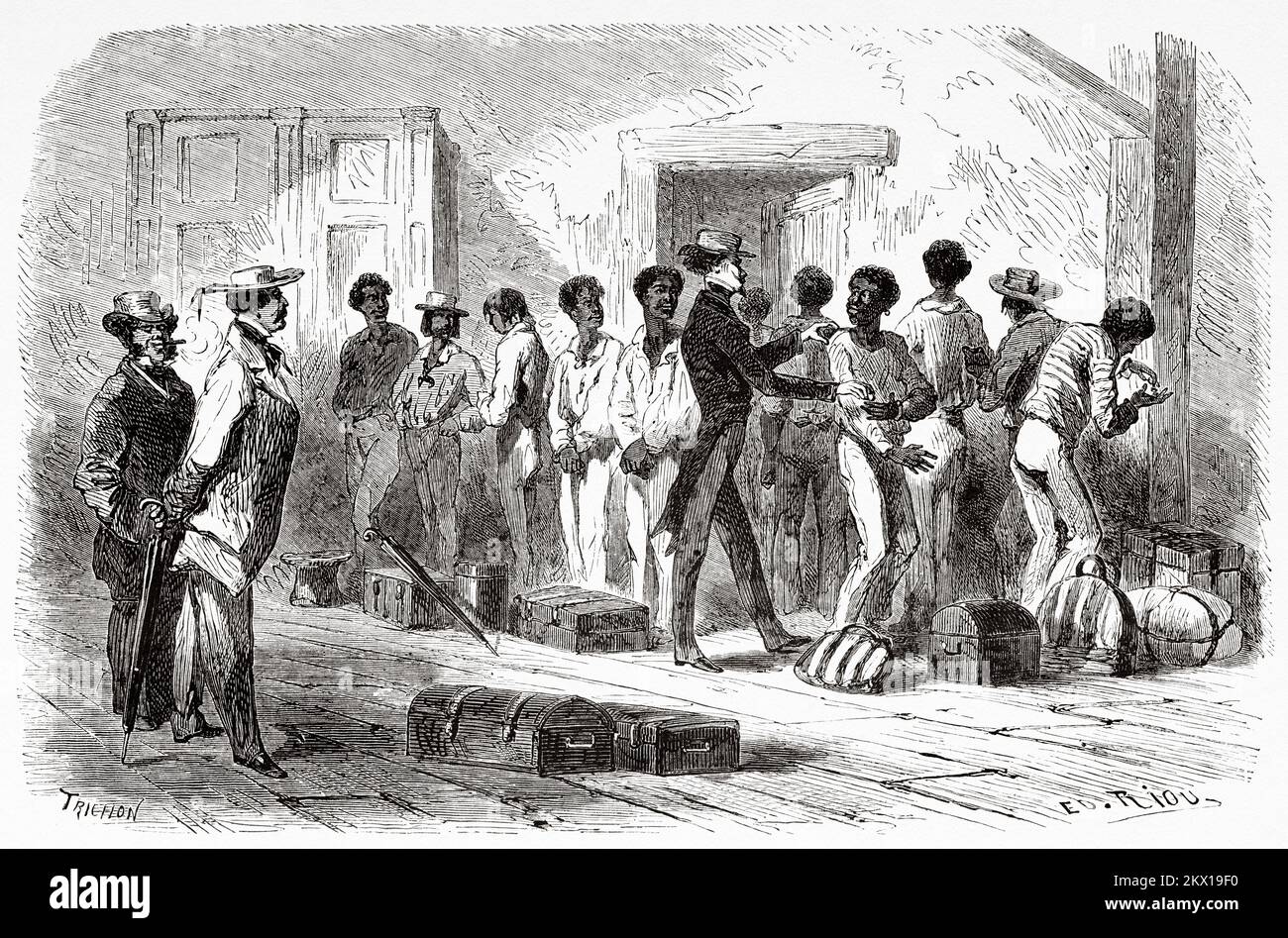 Paying the porters at Belem, Pará state, Brazil, South America. Journey ...