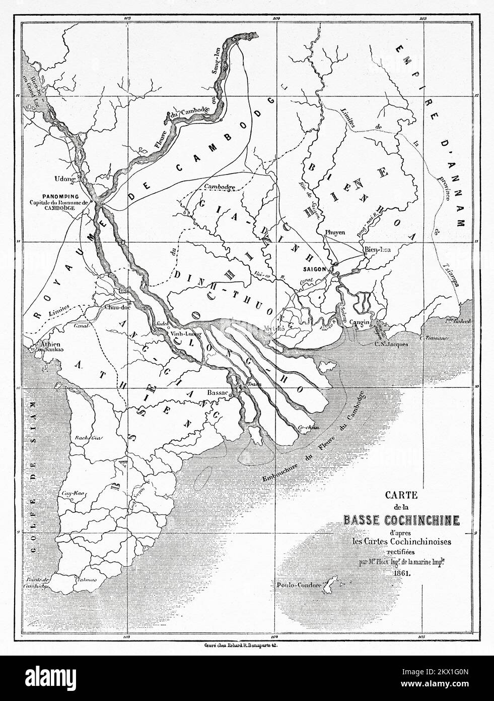Lower Cochinchina map Stock Photo - Alamy