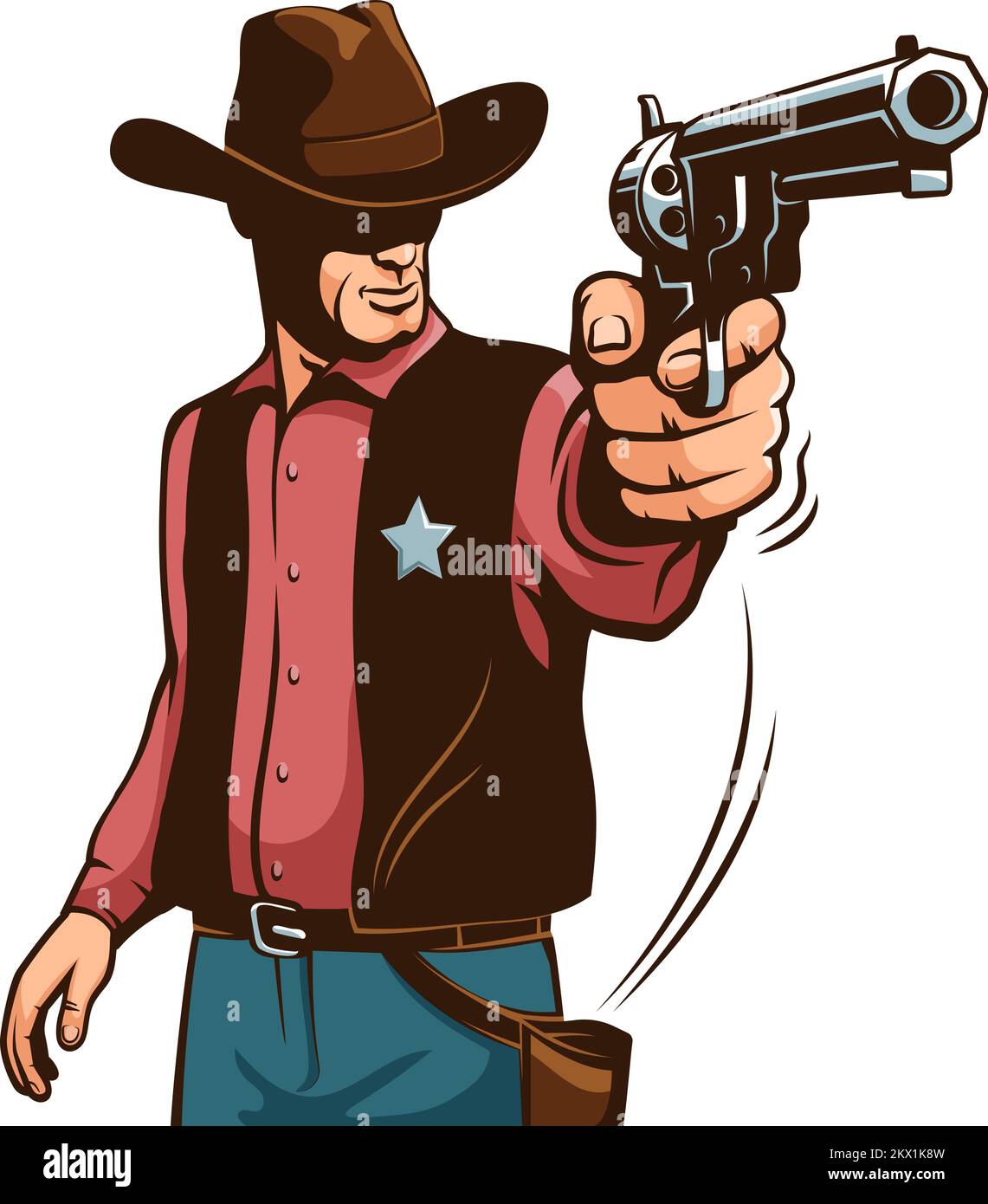Cowboy sheriff with gun - retro illustration Stock Vector Image & Art ...