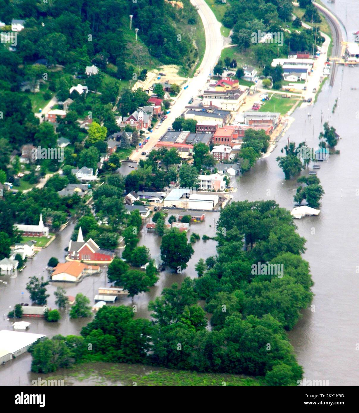 Clarksville, MO, June 24, 2008 An aerial view showing the extensive ...