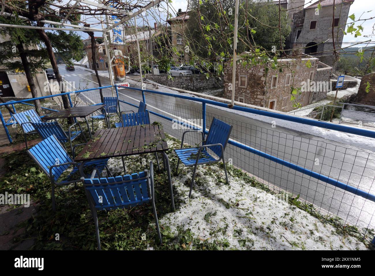 26.07.2017., Plomin, Croatia - An extreme ice pellets covered Plomin by ...