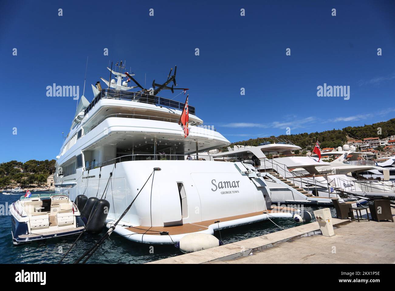 27.07.2017., Hvar, Croatia - Super yacht Samar is anchored in the Hvar ...