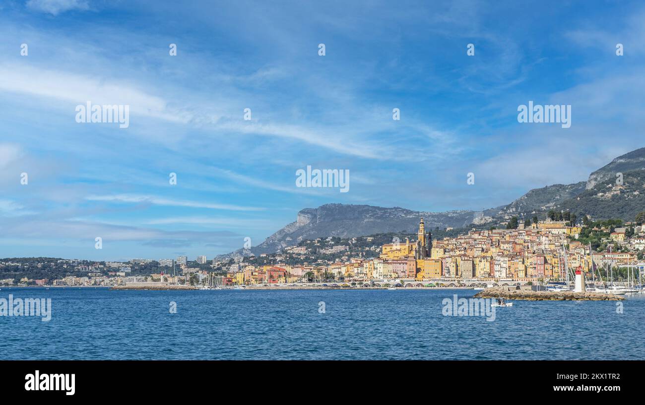 Landscape of the seafront of Menton Stock Photo - Alamy