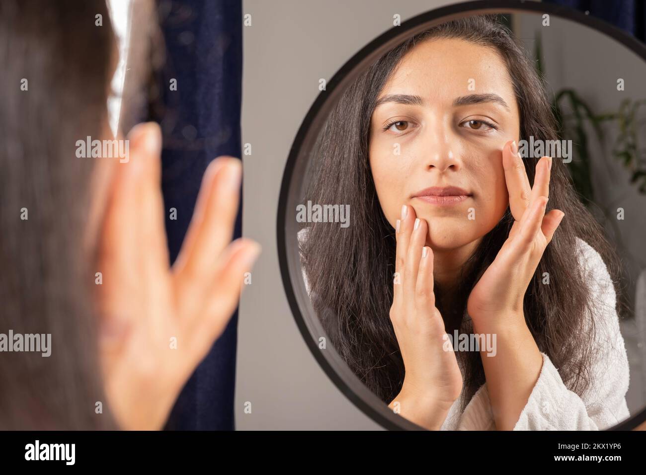 Self care, portrait of brown haired caucasian woman self care concept ...