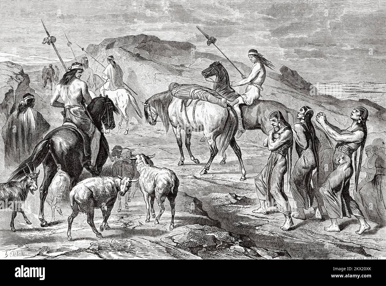 A Patagonian funeral of the Tehuelches people, a native tribe of ...