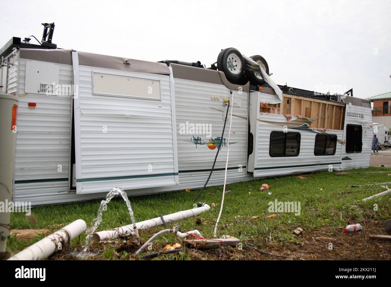 Hurricane Dolly, South Padre Island, TX, July 24, 2008 Trailer flipped ...